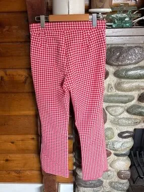 Zara | Pants & Jumpsuits | Zara Red White Gingham Seersucker Kick Flare ...